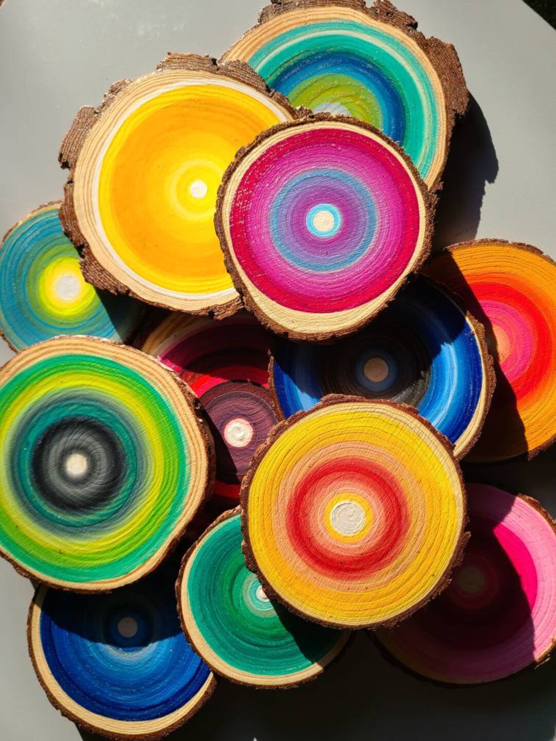 Tree Slices, Wood Rounds, Wall Sculpture, XL Customize Colors, Qty ...