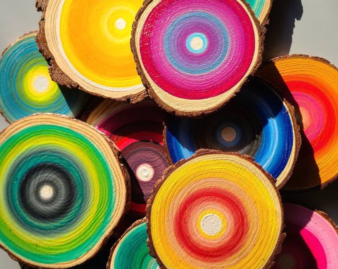 Tree Slices, Wood Rounds, Wall Sculpture, XL Customize Colors, Qty ...
