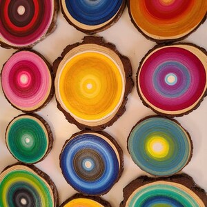 Tree Slices, Wood Rounds, Wall Sculpture, XL Customize Colors, Qty ...