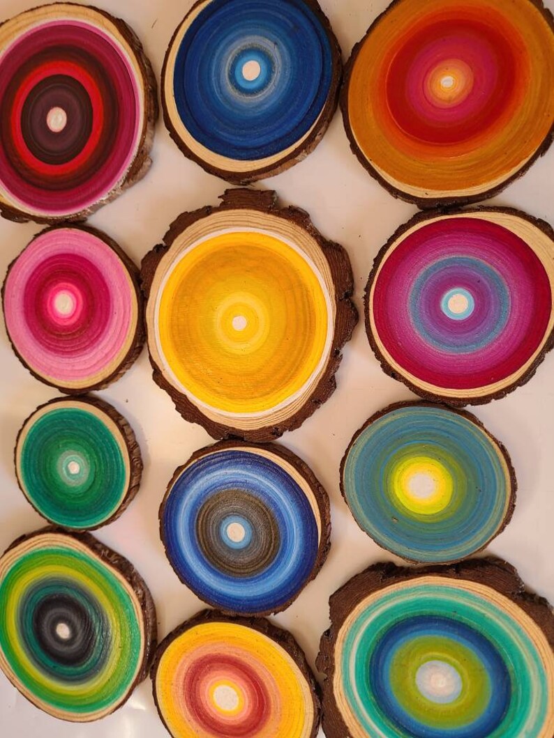 Tree Slices, Wood Rounds, Wall Sculpture, XL Customize Colors, Qty ...