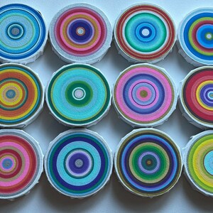 Modern Abstract Circle Canvas Art Multicolored Eclectic Design ...