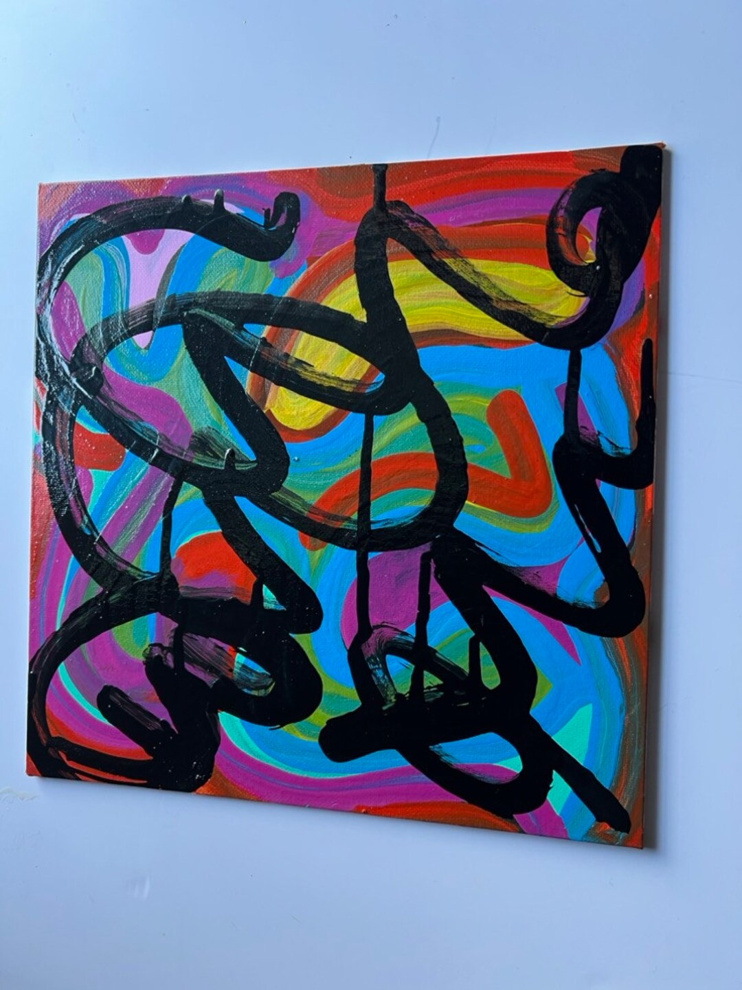 Abstract Canvas Panel Art Board 10x10 Square, Modern Bright Vibrant ...