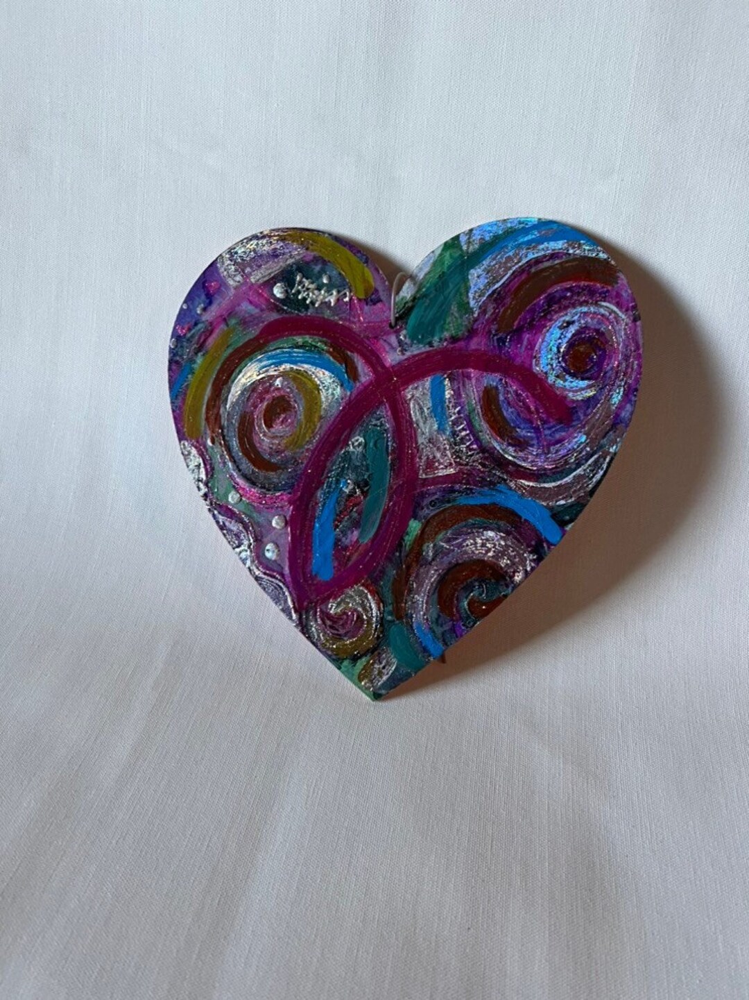 Heart Painting, Abstract Colorful, Dimensional Paint, Wood Wall Art ...