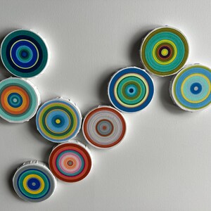 Abstract Canvas 9 Circle Paintings, Multicolored Eclectic Design ...