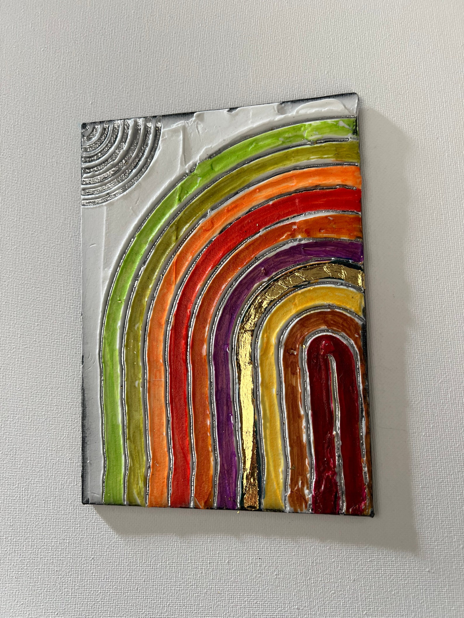 Rainbow Plaster Textured Multicolor Painting on Canvas Panel - Etsy