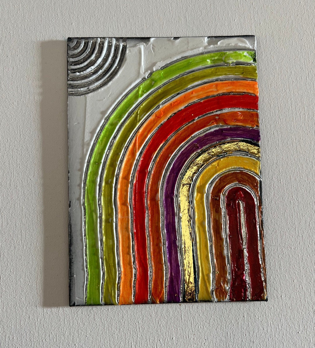 Rainbow Plaster Textured Multicolor Painting on Canvas Panel - Etsy