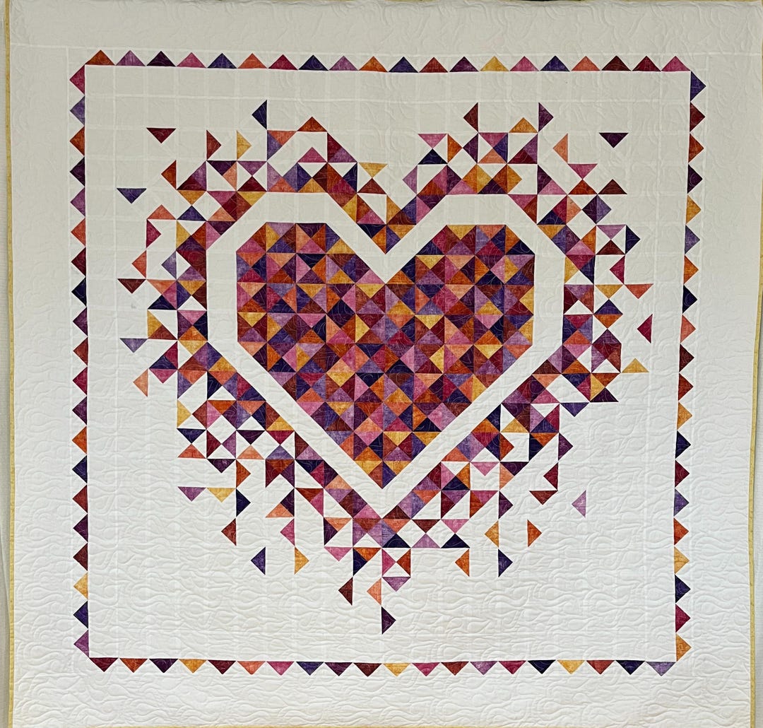 Wedding Quilt / Unique Quilt / Briday Shower Gift / Exploding Heart Quilt / Heart Quilt - Etsy