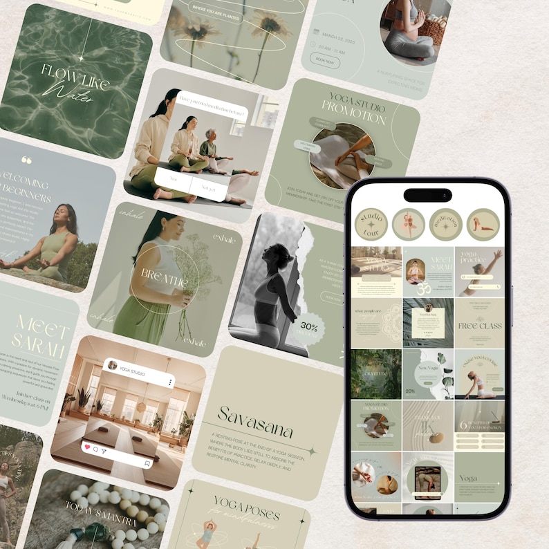 Yoga Instagram Post Templates: Yoga Studio & Instructor Social Media ...