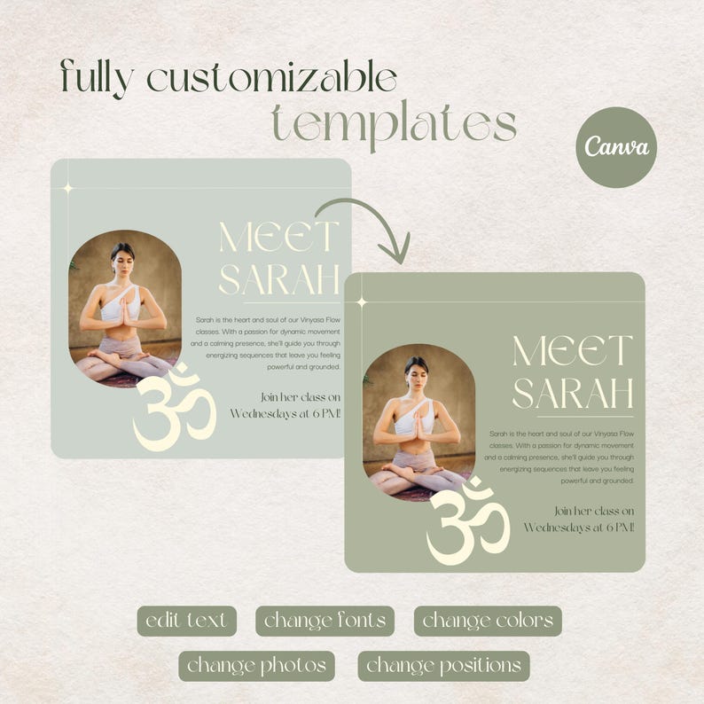 Yoga Instagram Post Templates: Yoga Studio & Instructor Social Media ...