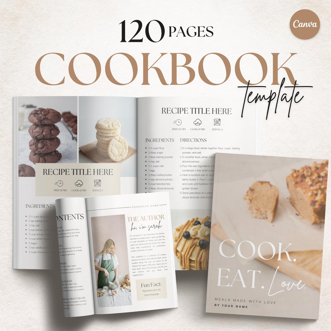 Recipe E-book Template: 120 Page Digital & Custom Cookbook (meal ...