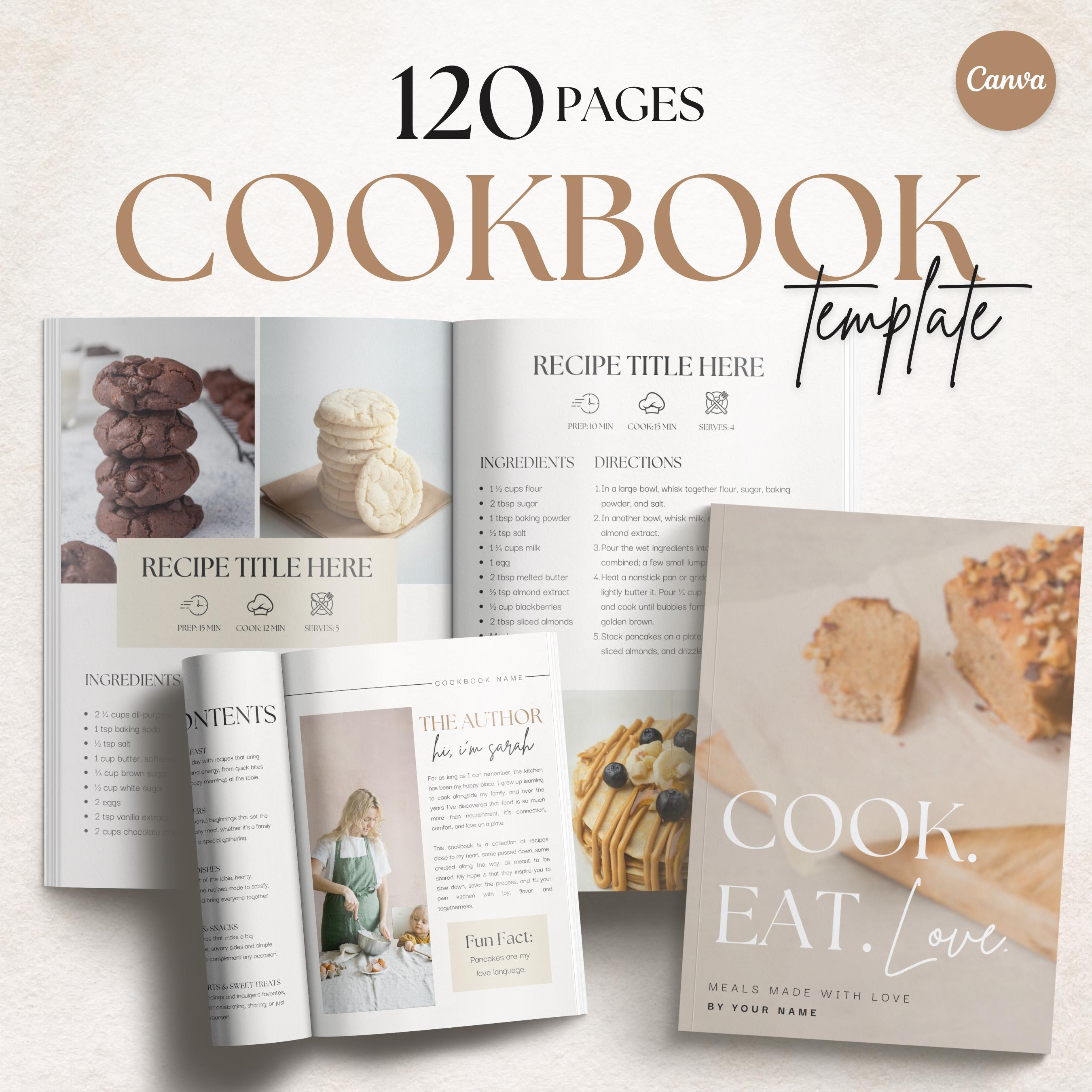 Recipe E-book Template: 120 Page Digital & Custom Cookbook (meal ...