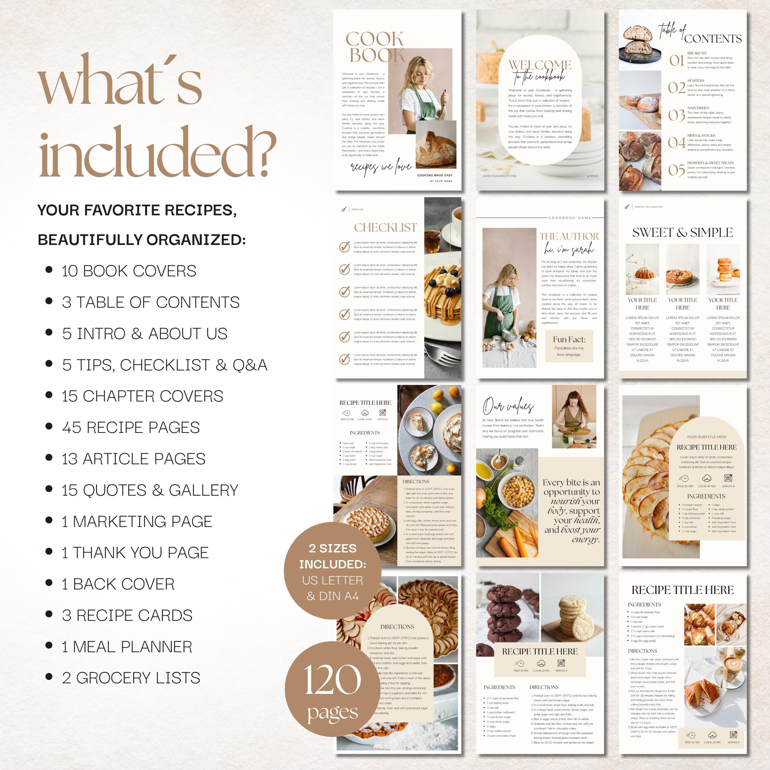 Recipe E-book Template: 120 Page Digital & Custom Cookbook (printable ...