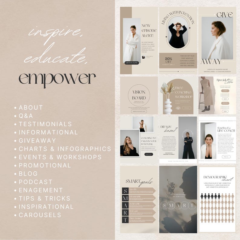 Coaching Instagram Vorlage Canva, Life Coach Insta, Coaching Business ...