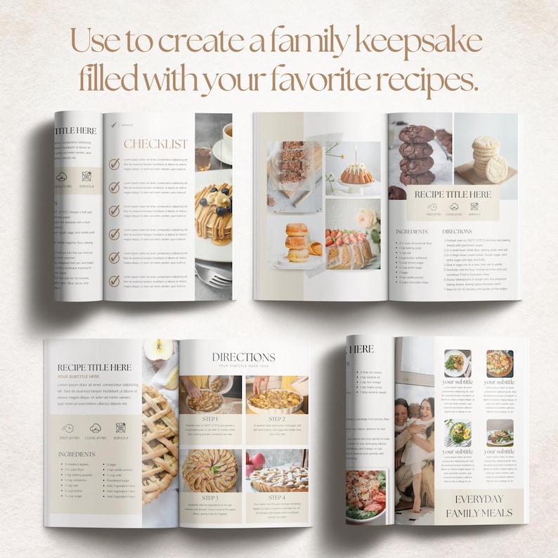 Family Cookbook Template: 120 Page Digital & Custom Recipe Ebook ...