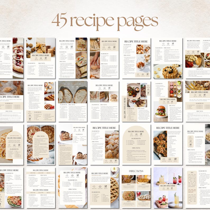 Family Cookbook Template: 120 Page Digital & Custom Recipe Ebook ...