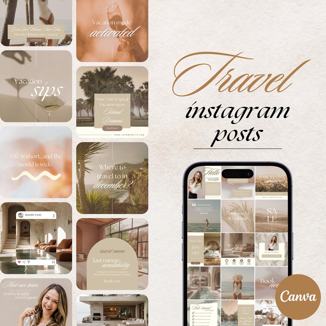 Travel Instagram Post Template, Travel Blogger Instagram, Canva Post ...