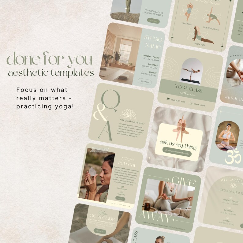 Yoga Instagram Post Templates: Yoga Studio & Instructor Social Media ...