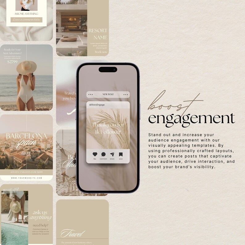 Travel Instagram Agent Post & Story Template, Travel Agency, Canva IG ...