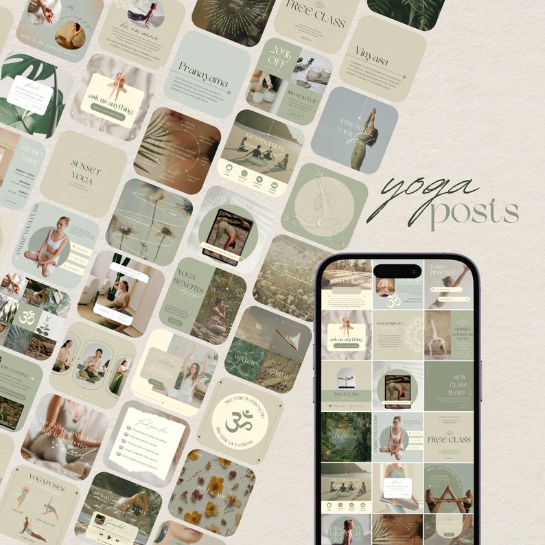 1500 Yoga Instagram Template Bundle: Yoga Studio & Instructor Social ...