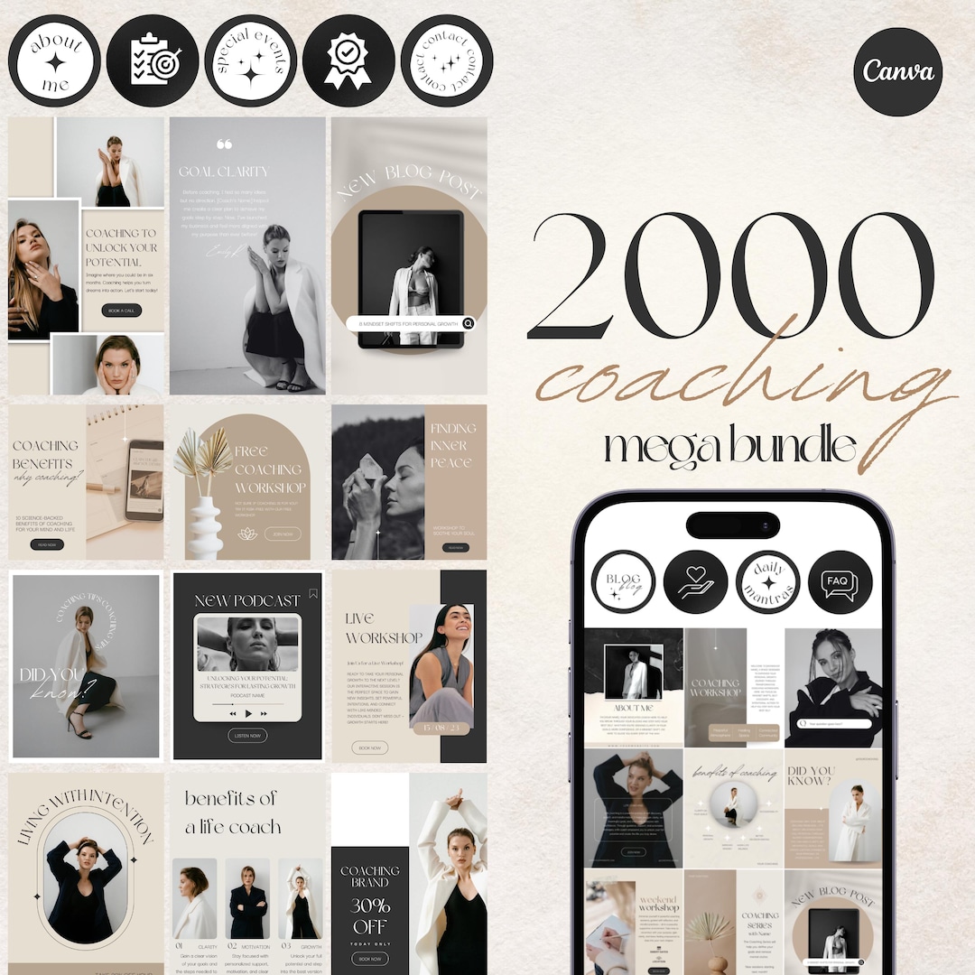 Coaching Instagram Template Canva, Life Coach Insta, Coaching Business ...