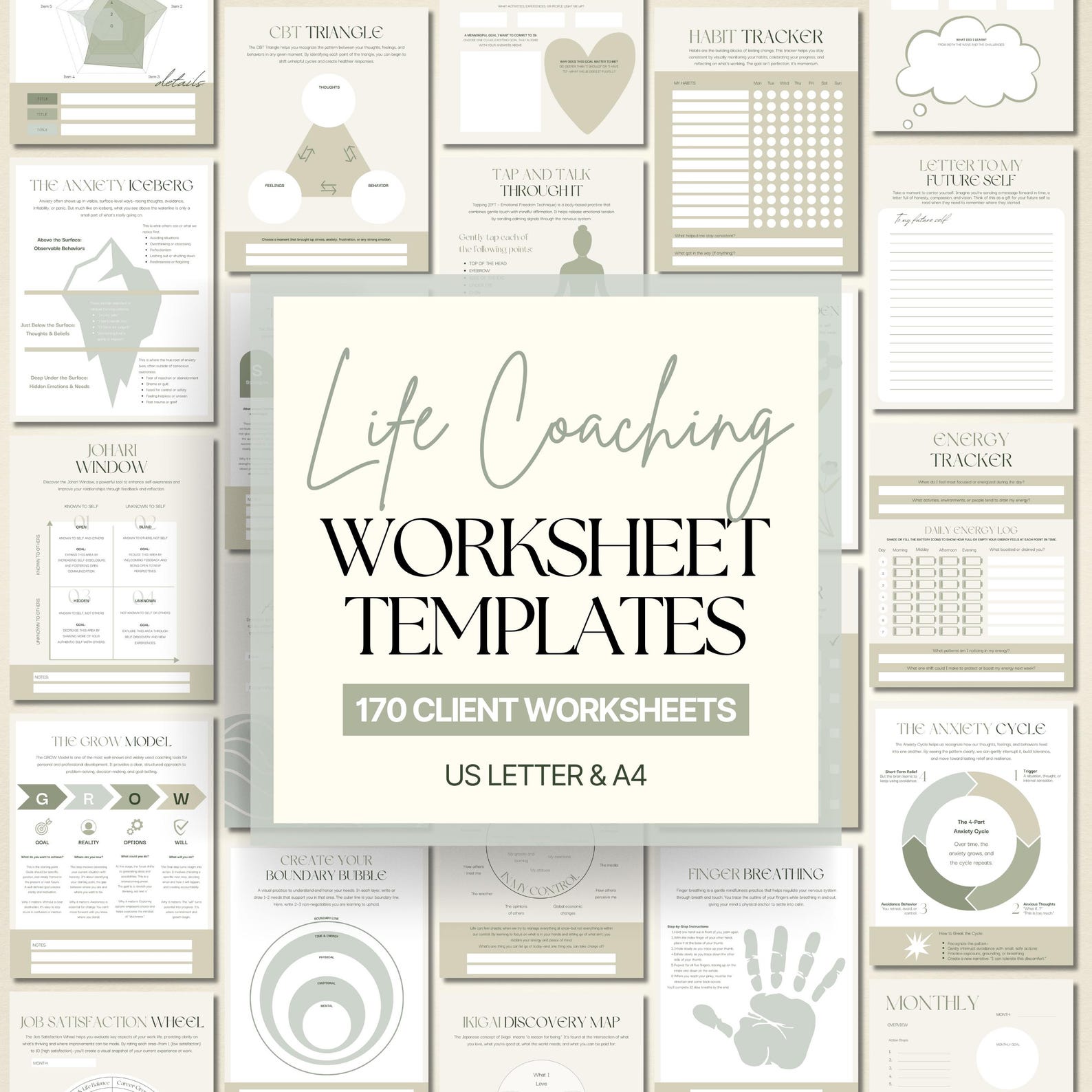 Life Coaching Worksheets Template: Coaching, Productivity & Therapy ...