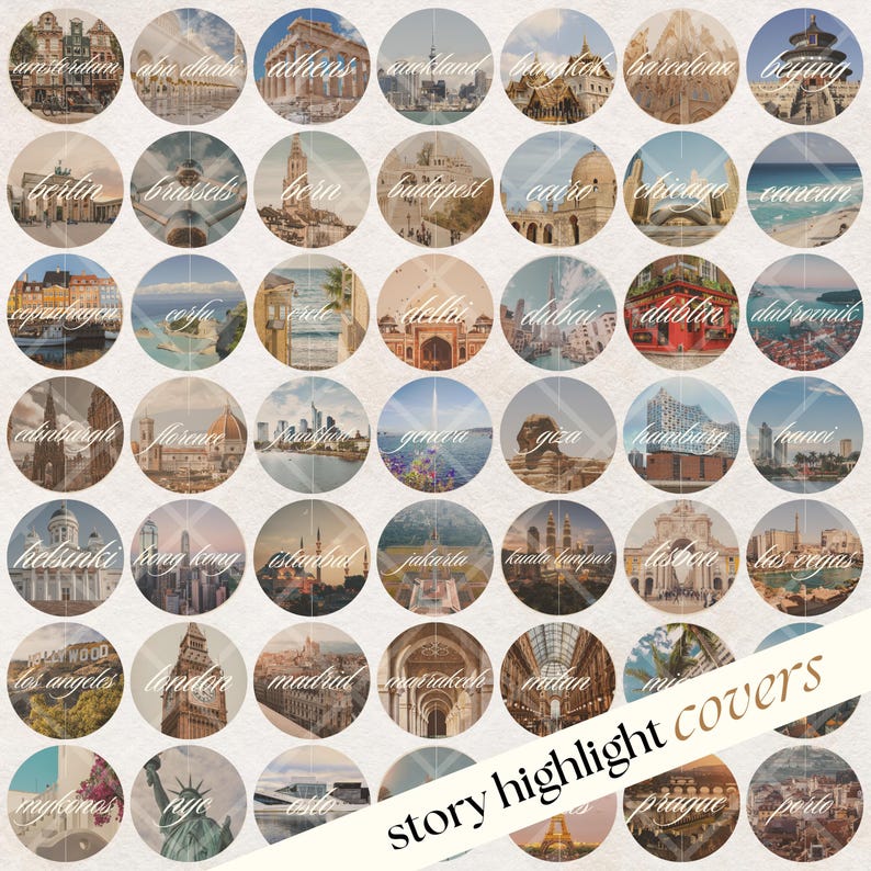 City Icon Instagram Highlight Covers: Travel Blogger City Icons (70 ...