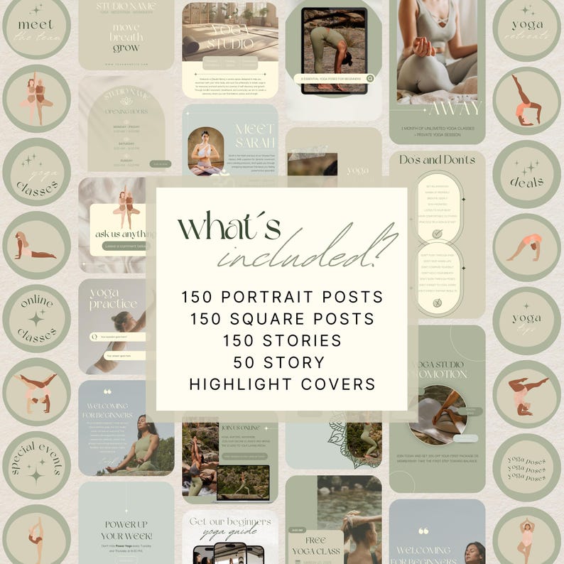 Yoga Aesthetic Instagram Templates, Yoga Studio Quotes, Yogi Teacher ...