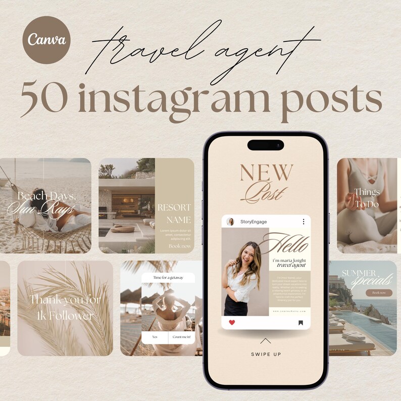 Travel Agent Post Template, Travel Agency Instagram, Canva Post ...