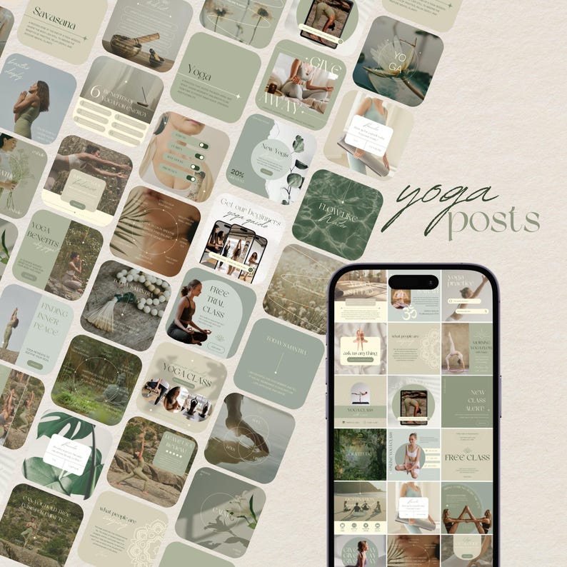 500 Yoga Instagram Templates: Yoga Studio & Instructor Branding Kit ...