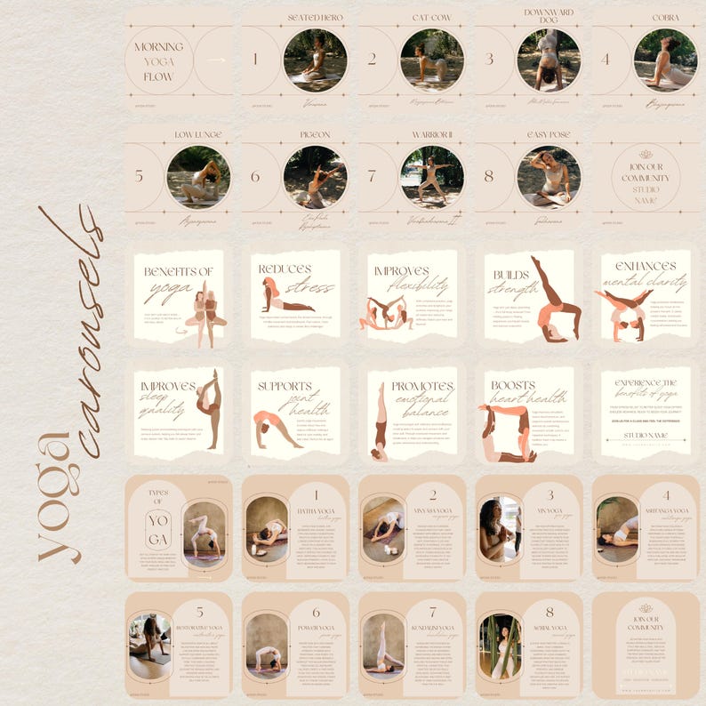 500 Yoga Instagram Templates: Yoga Studio & Instructor Branding Kit ...