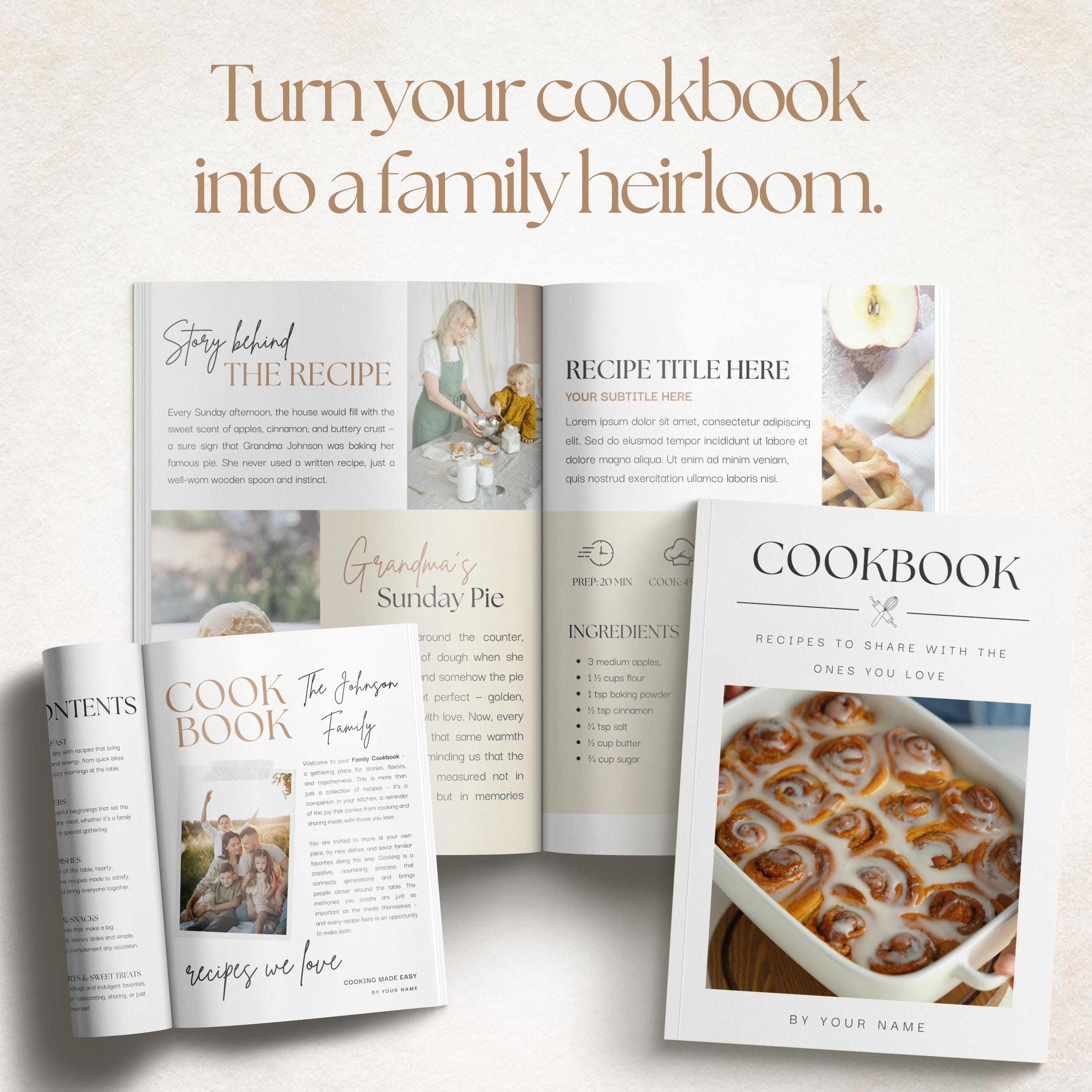 Recipes Book Template: Printable Family Cookbook (digital & Custom ...