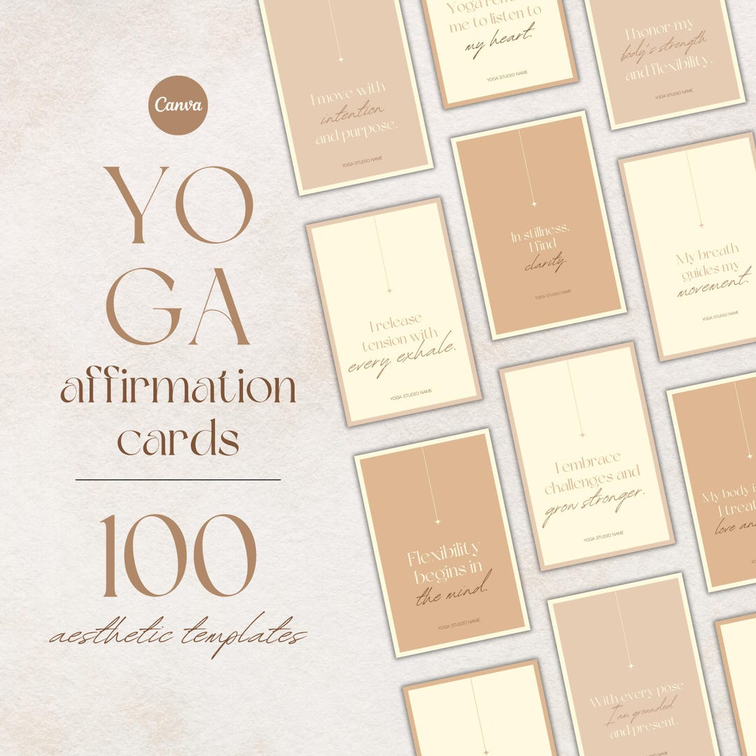 Yoga Affirmation Cards, Canva Template, Manifestation Deck, Editable ...