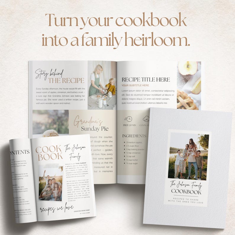 Family Cookbook Template: 120 Page Digital & Custom Recipe Ebook ...