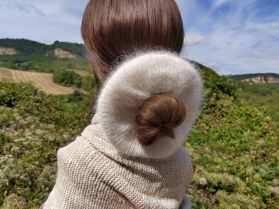 Jumbo Ultra Soft Scrunchie, White Angora Wool Scrunchie, Oversized ...