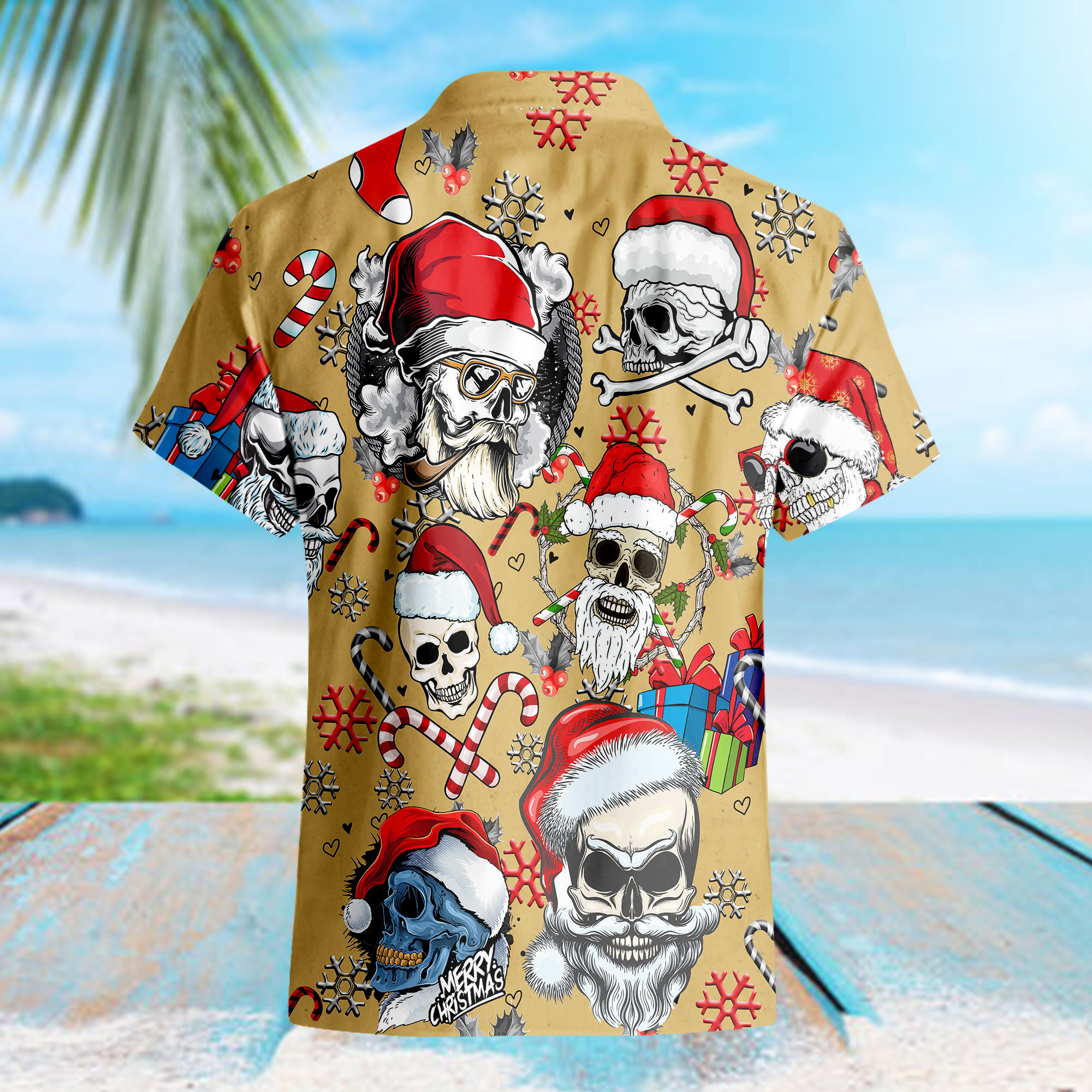 Christmas Skull Santa Hawaiian Shirt, Goth Christmas Gifts sold by ...