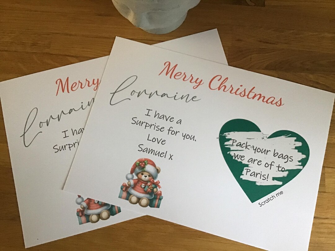 Personalized Christmas Scratch Reveal Card, Holiday Surprise Gift - Etsy