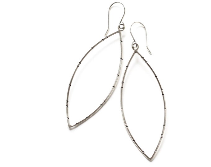 Striking Sterling Chisel Silver Earrings Handcrafted in a Large Leaf ...