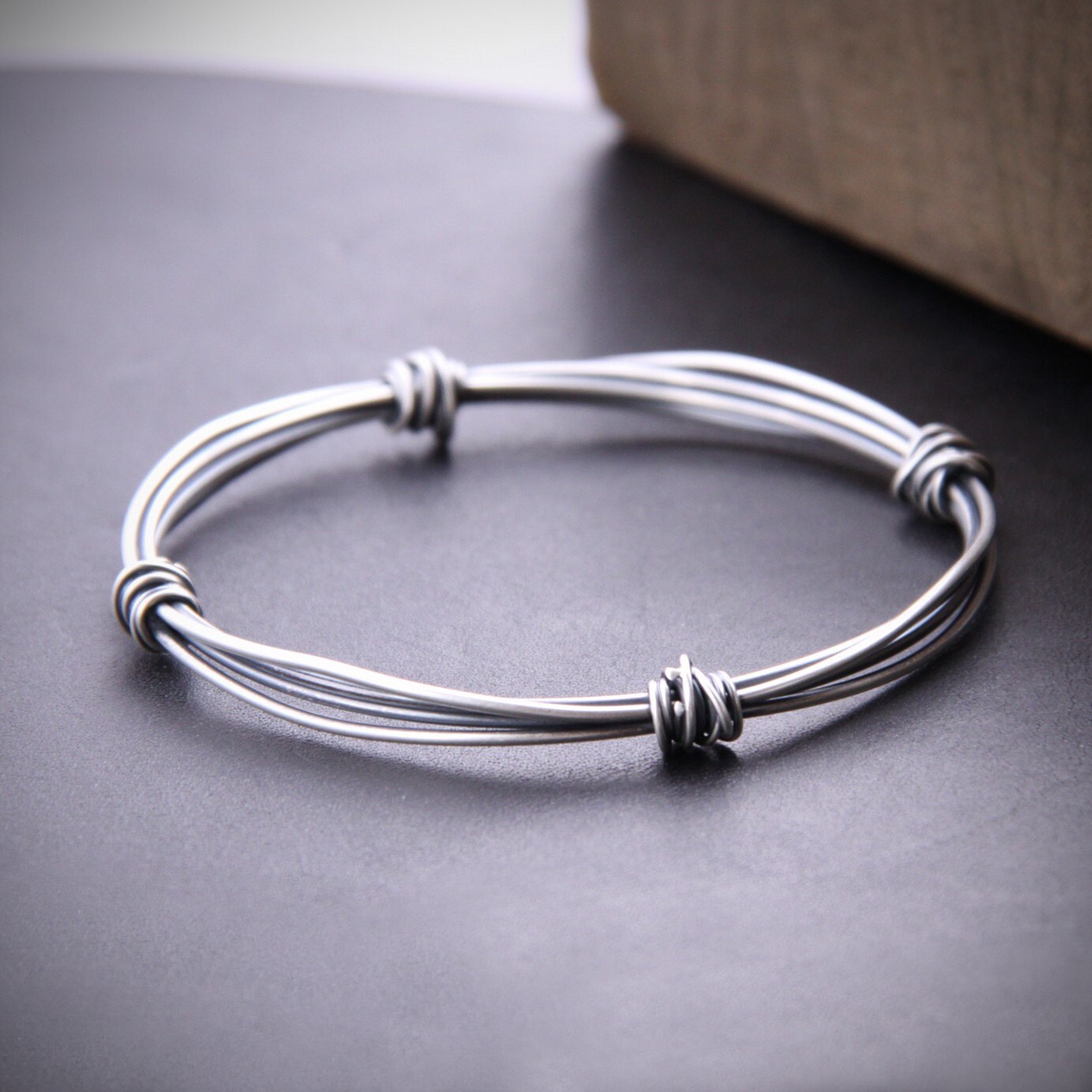 Modern Silver Bangle With a Sleek and Edgy Charcoal Finish - Etsy