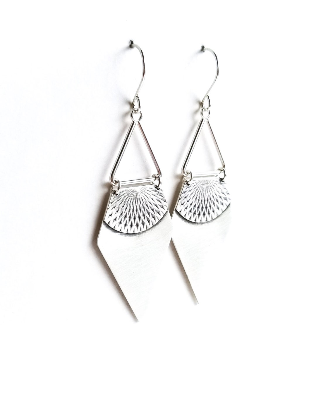 Eye-catching Silver Earrings in a Long Arrowhead Shape Handmade by ...