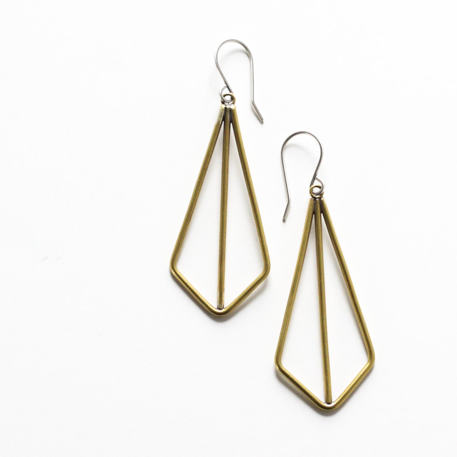 Modern and Geometric Earrings of Angles and Lines Handmade of - Etsy