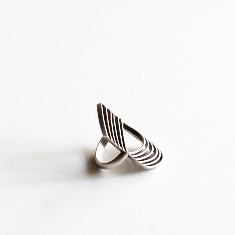 Modernist Sterling Silver Ring Unique and Visually Prominent | Etsy