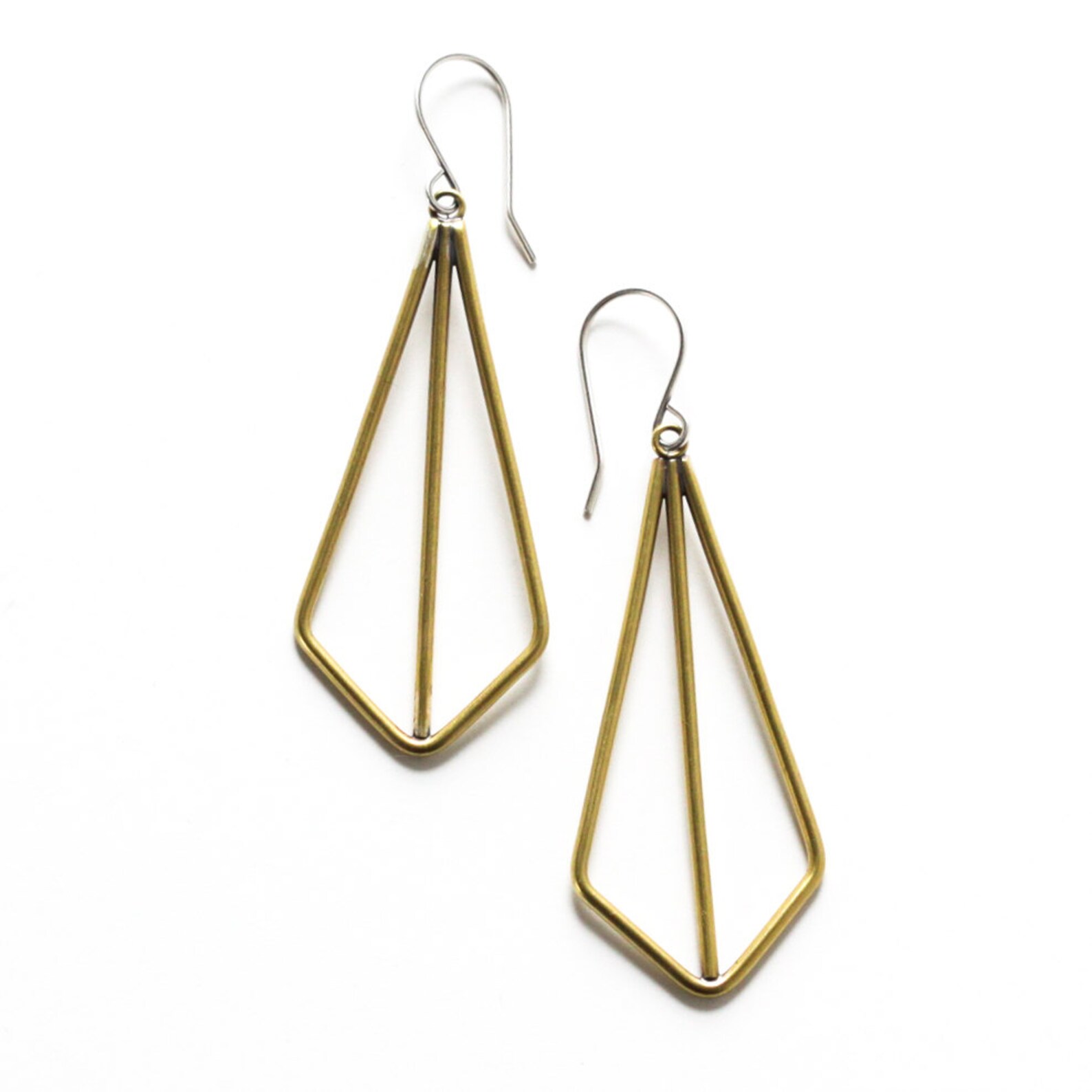 Modern and Geometric Earrings of Angles and Lines Handmade of - Etsy