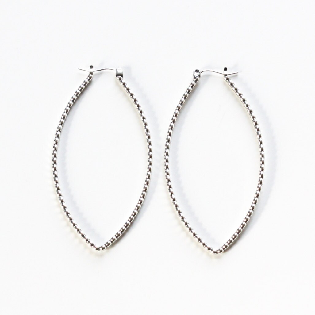 Sturdy Beaded Wire Sterling Silver Hoops With a Twist Modern | Etsy