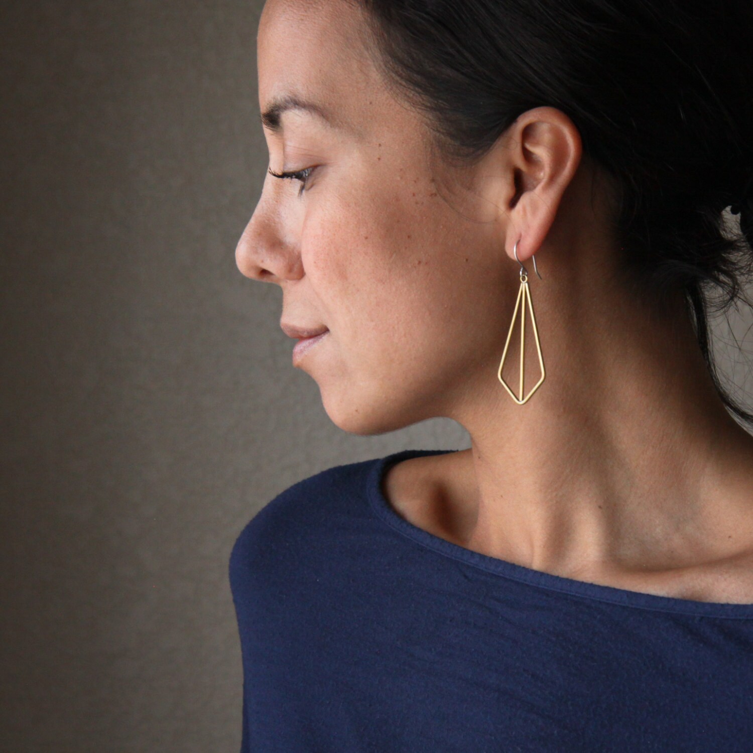 Modern and Geometric Earrings of Angles and Lines Handmade of - Etsy