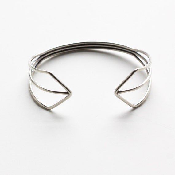 Geometric Bracelet Designed With Angles and Lines Its Open | Etsy