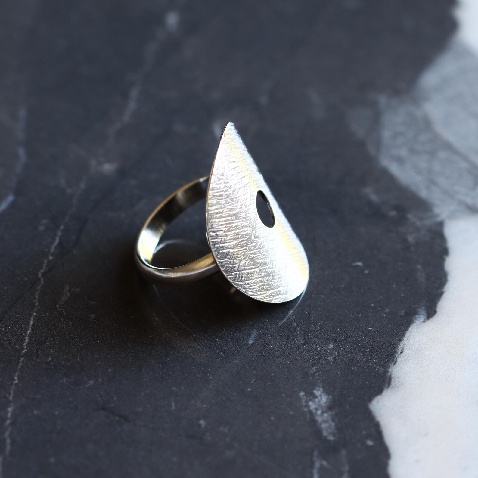 Modern Silver Ring Handmade With a Round Textured Silver Circle Formed ...