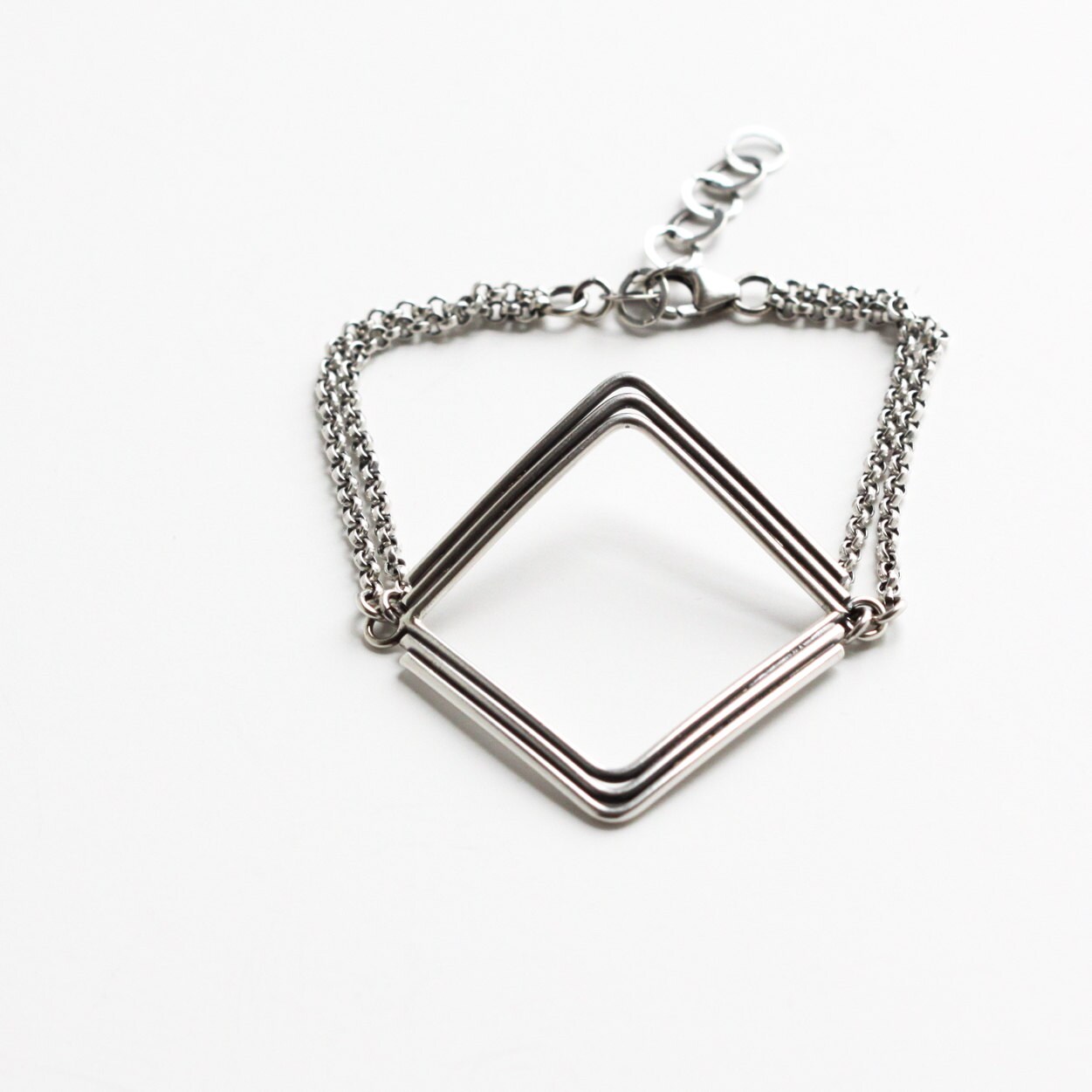 Geometric Diamond Shaped Sterling Silver Bracelet Simple yet - Etsy UK