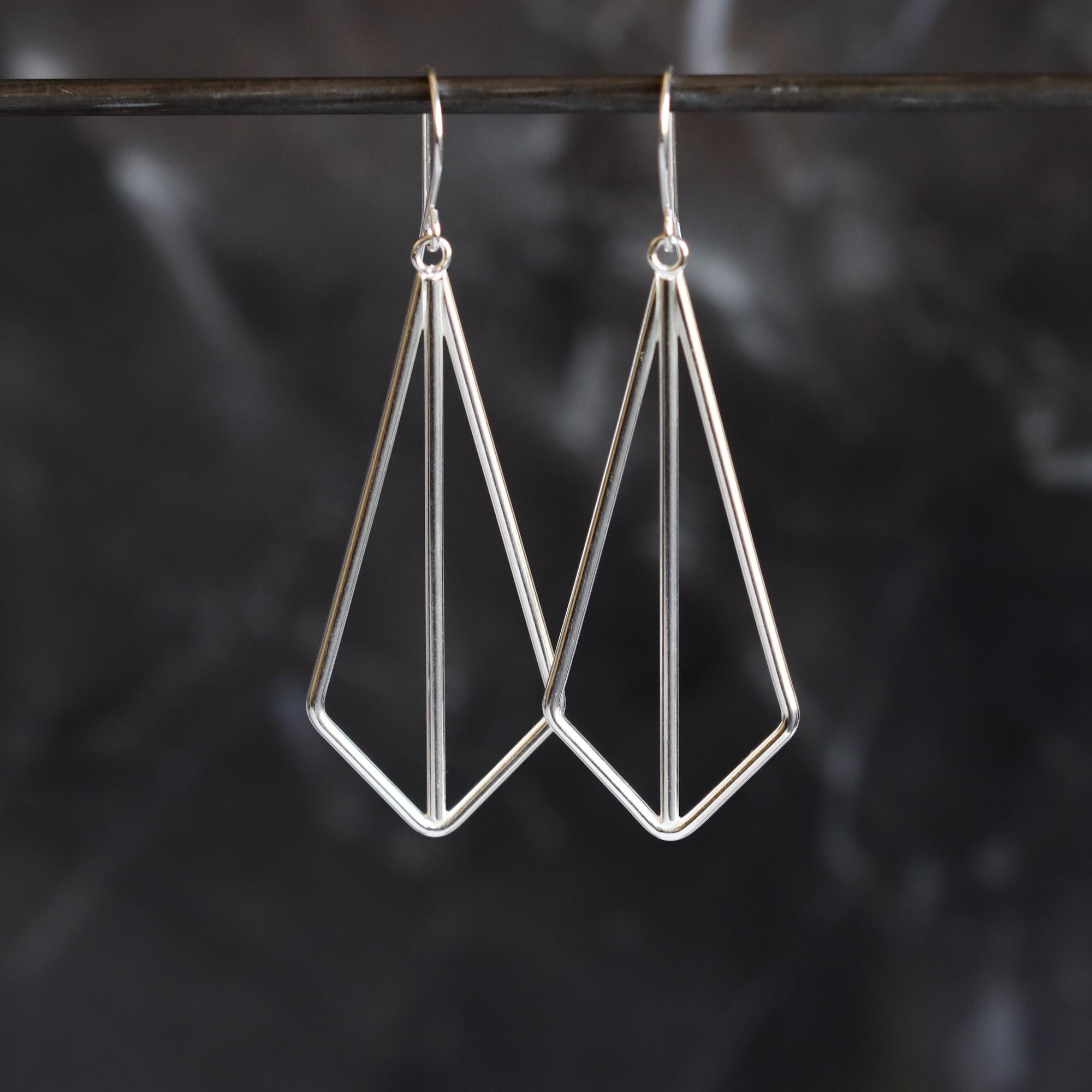 Modern Geometric Earrings of Angles and Lines Handmade of Sterling ...