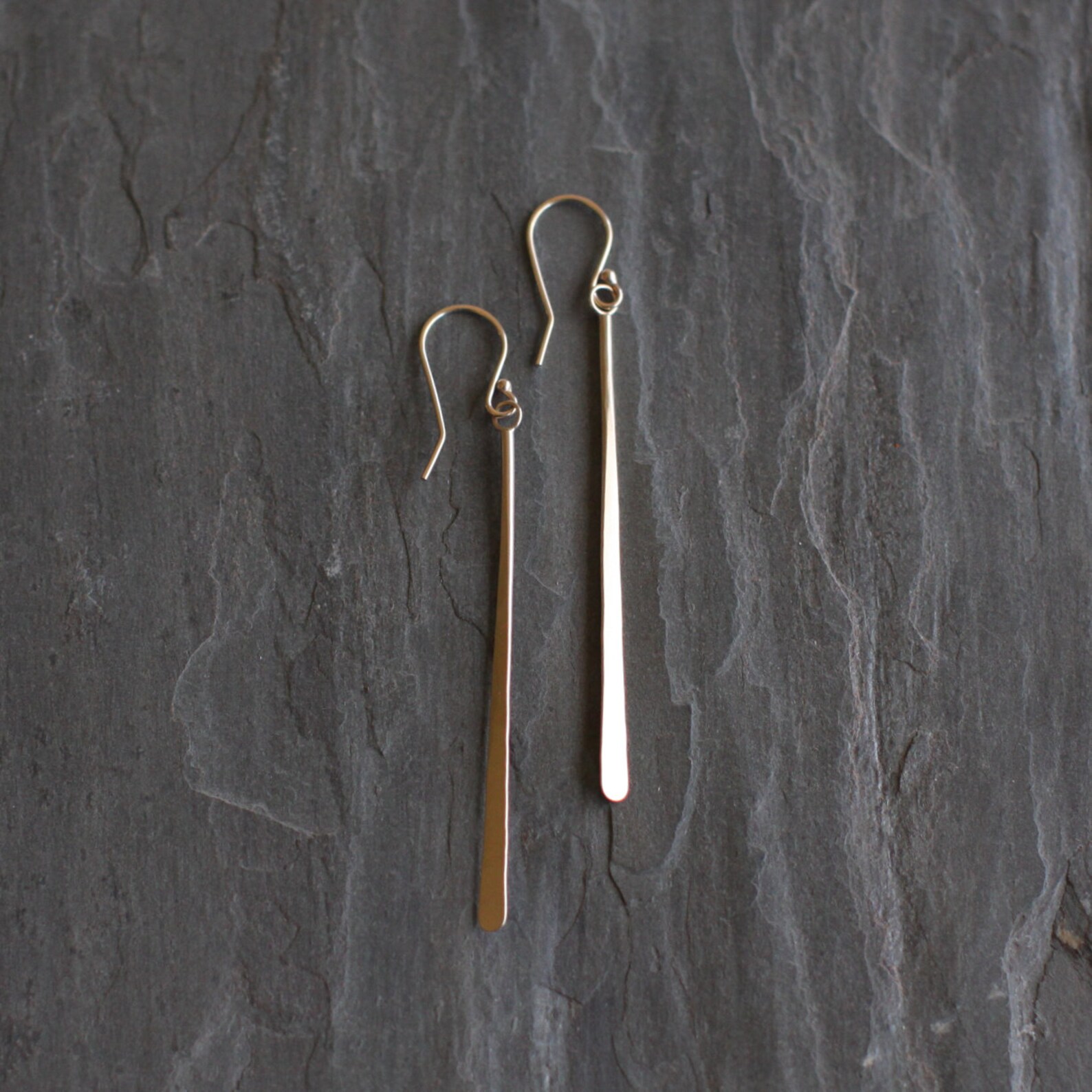 Long Gold Dangle Earrings Handmade of Solid 14K Yellow Gold - Etsy