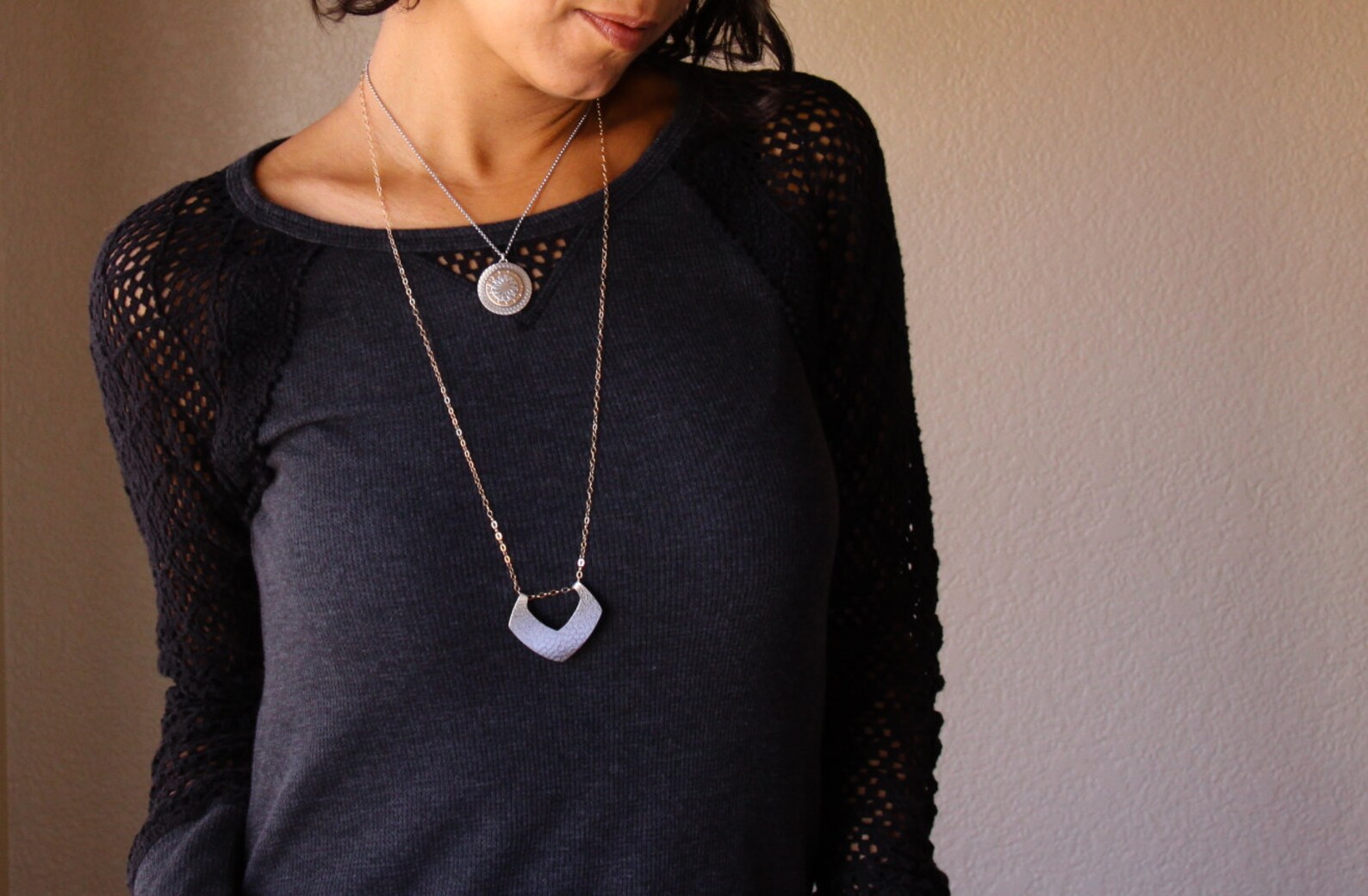 Unique Round Silver Necklace Handmade With Layers of Recycled Sterling ...